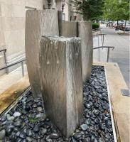 China Custom Stainless Steel Garden Waterfall Fountain Sculpture 120cm Outdoor Decoration for sale