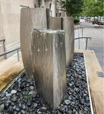 China Custom Stainless Steel Garden Waterfall Fountain Sculpture 120cm Outdoor Decoration for sale