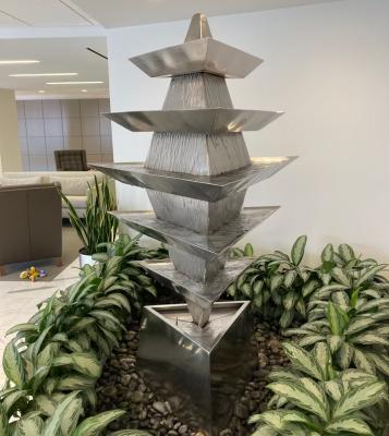 China Custom Stainless Steel Outdoor Garden Water Fountain Sculpture 120cm for sale