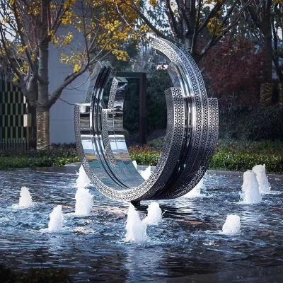 China Large Stainless Steel Morning Glory Water Fountain Sculpture 200cm Height Polished for sale