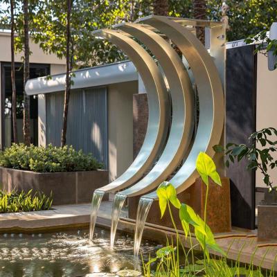 China Custom Stainless Steel Garden Fountain Outdoor Water Feature Brushed Finish 1 pc MOQ for sale