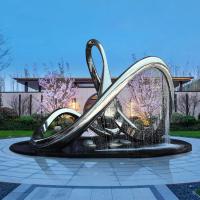 China Stainless Steel Infinity Loop Water Fountain 300cm Outdoor Large Scale Sculpture for sale
