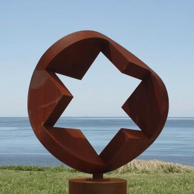China Custom Outdoor Weathering Steel Geometric Star Sculpture Corten Steel Rusty Finish 1 pc MOQ for sale