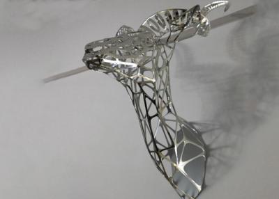 China Mirror Polished Stainless Steel Deer Head Sculpture 80cm Wall Decor for sale