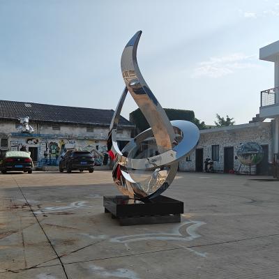 China Custom 316 Stainless Steel Ribbon Sculpture 2.4m Mirror Finish for Miami Hotels for sale
