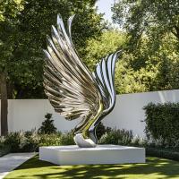 China Custom Stainless Steel Wings Sculpture 15m Wingspan Mirror Polish for Public Spaces for sale