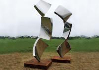 China Abstract Metal Garden Sculpture 150cm H Stainless Steel Corten Steel Modern Lawn Art for sale
