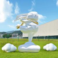 China Geometric Rabbit On Cloud Fiberglass Sculpture 200cm H Outdoor Art Custom Color for sale