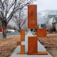 China Custom Corten Steel Sculpture for Home Garden Decoration Rustic Metal Art 1 Set for sale