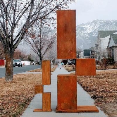 China Custom Corten Steel Sculpture for Home Garden Decoration Rustic Metal Art 1 Set for sale