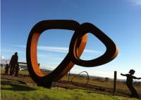 China Custom Corten Steel Polygon Sculpture 3m Rusty Garden Art for Decoration for sale