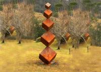 China Large Corten Steel Cube Garden Sculpture 3m H Rusty Finish Metal Art Decor for sale