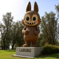 China Fiberglass Labubu Sculpture 200cm Height Custom Color Garden Decoration Art for sale