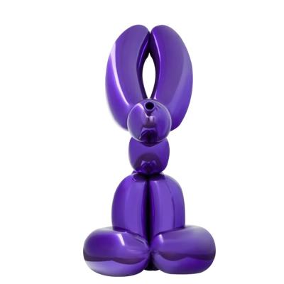 China Custom Purple Balloon Bunny Fiberglass Sculpture 200cm Height for Commercial Decoration for sale