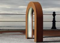 China Outdoor Ancient Greek Arch Statue Corten Steel 200cm Height Rusty Finish for sale