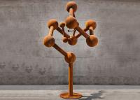 China Corten Steel Geometric Sculpture 150cm Height Rusted Garden Art for Outdoor Decoration for sale