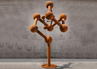 China Corten Steel Geometric Sculpture 150cm Height Rusted Garden Art for Outdoor Decoration for sale