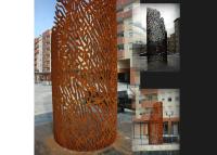 China Corten Steel Garden Sculpture 200cm Rusted Metal Laser Cut Art for sale
