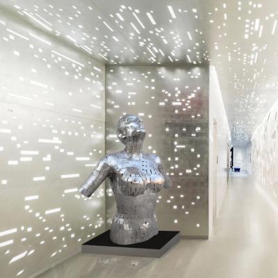 China Custom Life Size Abstract Stainless Steel Female Bust Sculpture 120cm Height for sale