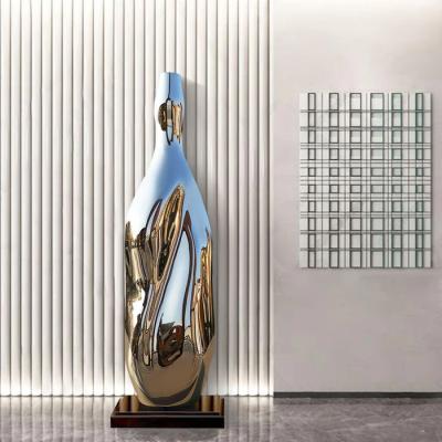 China Large Mirror Polished Stainless Steel Bottle Sculpture 200cm Height Decoration for sale