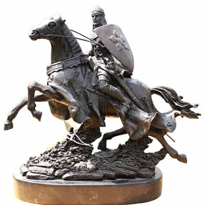 China Custom Bronze Horse Riding Sculpture Garden Art Decor 60cm Tall Statue for sale