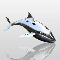 China Customized 304 316 Stainless Steel Leaping Whale Sculpture 300cm Outdoor Water Feature Art for sale