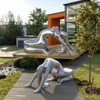 China Mirror Stainless Steel Lady Art Sculpture Abstract Figurative Outdoor Indoor Decor Custom Size for sale