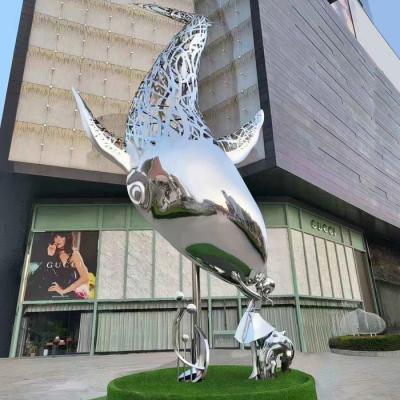 China Illuminated Stainless Steel Whale Sculpture 250 cm Height Custom Outdoor Art for sale