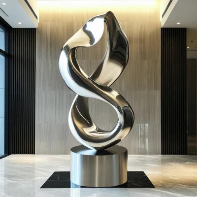 China Stainless Steel Infinity Loop Sculpture 180cm Height Polished Finish for Indoor Outdoor Garden Decoration for sale