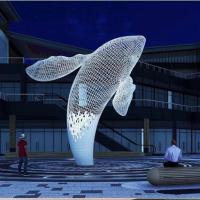 China Custom Large Outdoor Steel Whale Sculpture Painted Stainless Steel Art 35 Days Delivery for sale