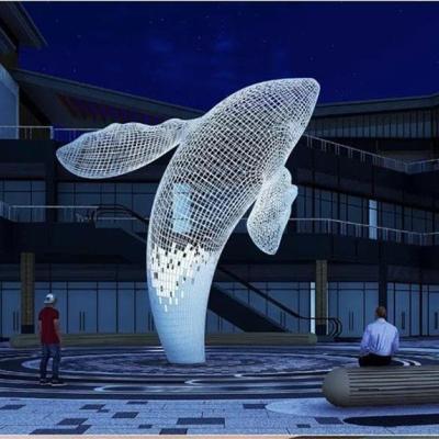 China Custom Large Outdoor Steel Whale Sculpture Painted Stainless Steel Art 35 Days Delivery for sale