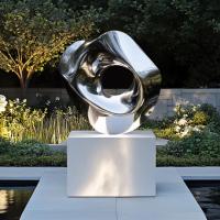 China Grade 316 Stainless Steel Mirror Polished Garden Sphere Sculpture 120cm H for sale