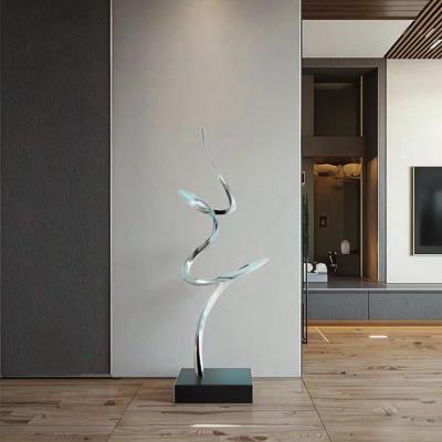 China Mirror Polished Stainless Steel Abstract Metal Art Sculpture Custom Size Luxury Interior Decor for sale