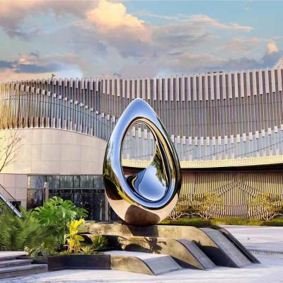 China Mirror Polished Stainless Steel Teardrop Sculpture 180cm Outdoor Garden Decoration for sale