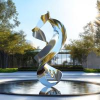 China Custom Stainless Steel Spiral Sculpture 180cm Height Polished Garden Art for sale