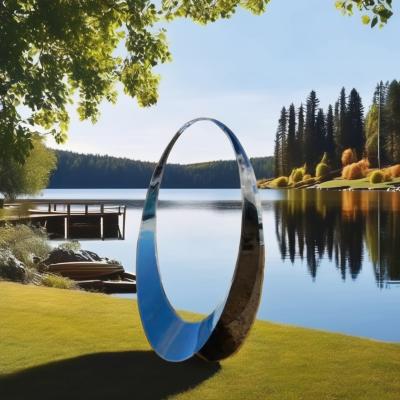 China Modern Stainless Steel Outdoor Mirror Art Sculpture Contemporary Landscape Decor Custom Size for sale