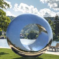 China Giant Mirror Polished Stainless Steel Ring Sculpture Urban Public Art Installation Custom Size for sale