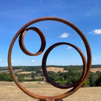 China Large Corten Steel Circle Ring Abstract Garden Sculpture Custom Size Rusty Finish for sale