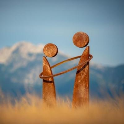 China Corten Steel Abstract Sculpture Outdoor Garden Decoration Custom Size Rusty Finish for sale