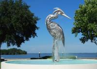 China Stainless Steel Flamingo Bird Sculpture 120cm Matt Finish Outdoor Garden Decor for sale