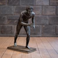 China Handcrafted Bronze Athlete Sculpture - Sprinter in Ready Stance, Figurative Art for sale