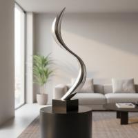 China Custom Polished Modern Abstract Stainless Steel Sculpture Indoor Art Ornament 1pc for sale