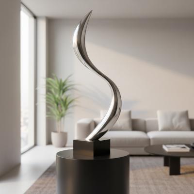 China Custom Polished Modern Abstract Stainless Steel Sculpture Indoor Art Ornament 1pc for sale