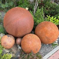 China Corten Steel Weathering Ball Sculpture Custom Size Outdoor Garden Art for sale