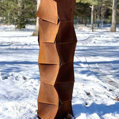 China Welded Weathering Steel Cube Sculpture Corten Steel Outdoor Garden Abstract Art Custom Size for sale