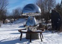 China Contemporary Outdoor Stainless Steel 316 Polished Mushroom Sculpture 180cm Height for sale