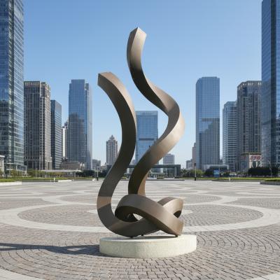 China Large Stainless Steel Ribbon Sculpture 240cm H Handcrafted Art for Outdoor Decor for sale