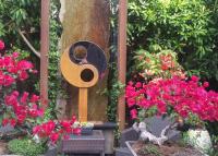 China Antique Corten Steel Garden Sculpture Abstract 120 cm Outdoor Decoration for sale