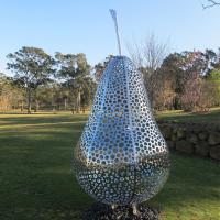 China Stainless Steel Abstract Pear Fruit Garden Sculpture 180cm H Polished Finish for sale