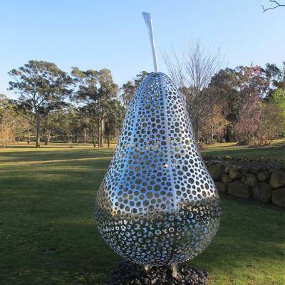 China Stainless Steel Abstract Pear Fruit Garden Sculpture 180cm H Polished Finish for sale